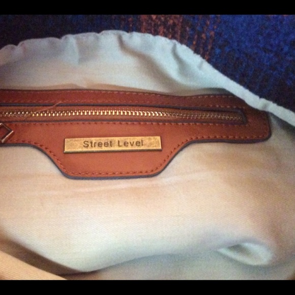 Street Level | Bags | Street Level Tote Bag Check Rust Blue Tan Leather ...